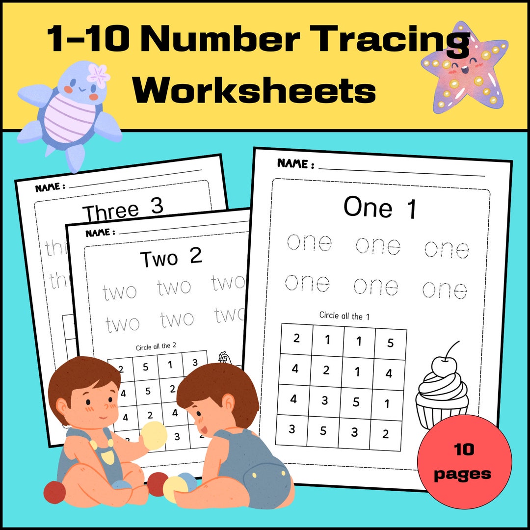 1-10 Number Tracing Worksheets, Preschool Worksheet Printable ...