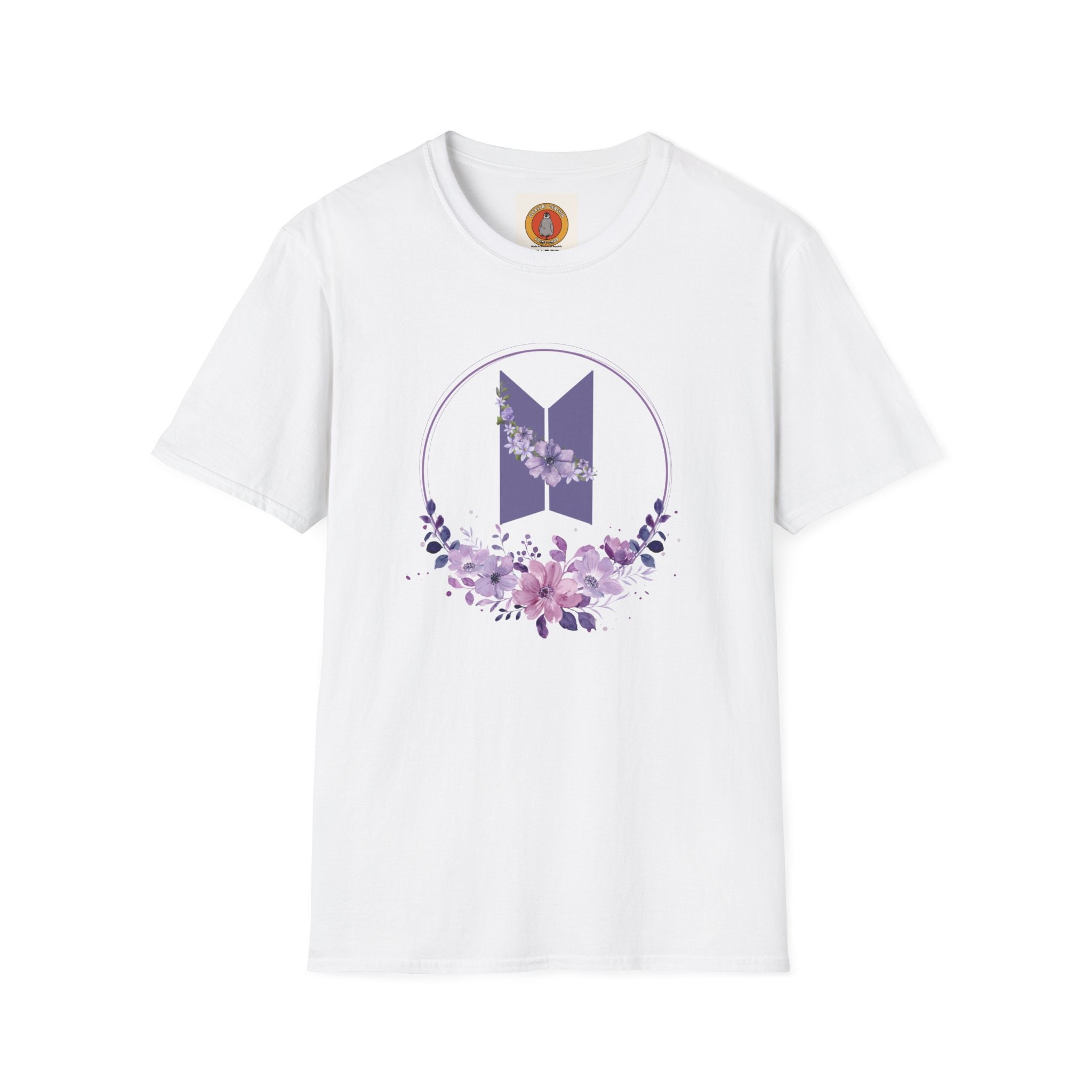 BTS Logo With Purple Flowers Unisex Softstyle T-shirt - Etsy