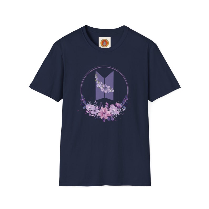 BTS Logo With Purple Flowers Unisex Softstyle T-shirt - Etsy