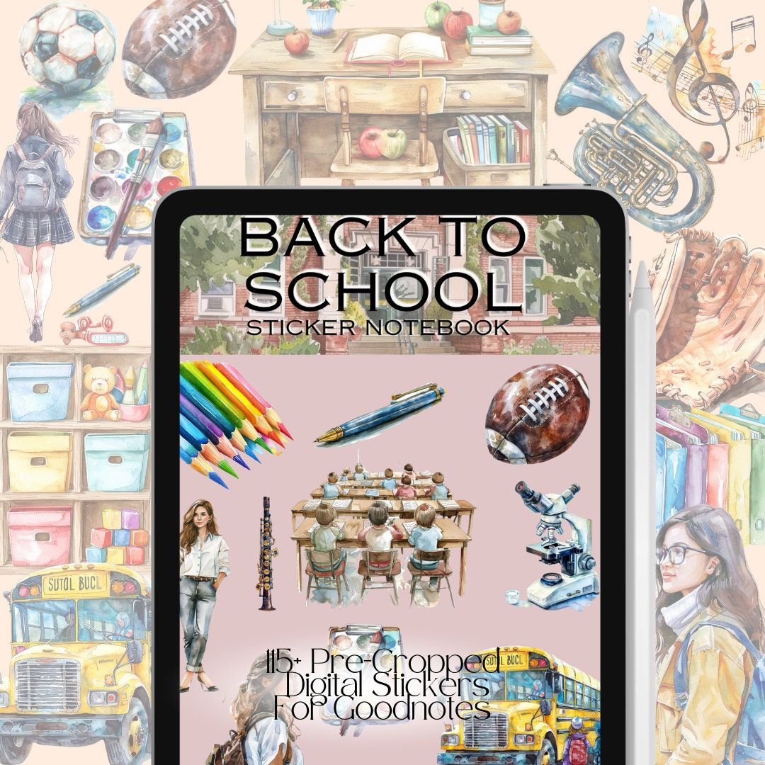 Back to School Digital Sticker Book for Goodnotes, Teacher Planner ...
