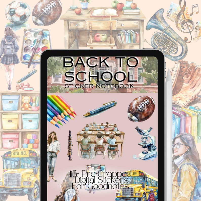 Back to School Digital Sticker Book for Goodnotes, Teacher Planner ...