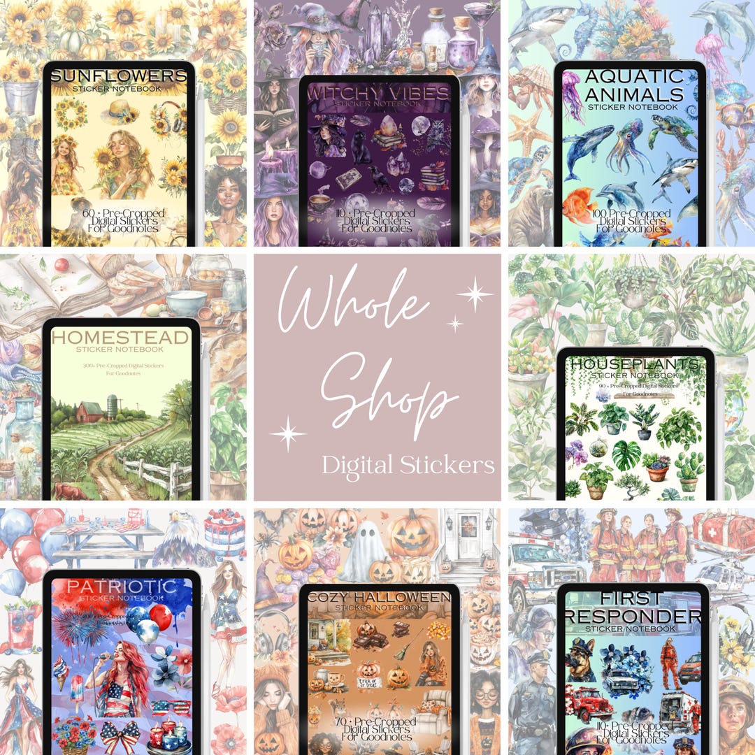 Whole Shop Digital Sticker Books for Goodnotes, Digital Planner ...