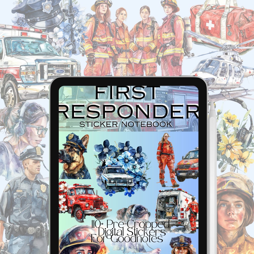 First Responder Digital Sticker Book for Goodnotes, Firefighter Police ...