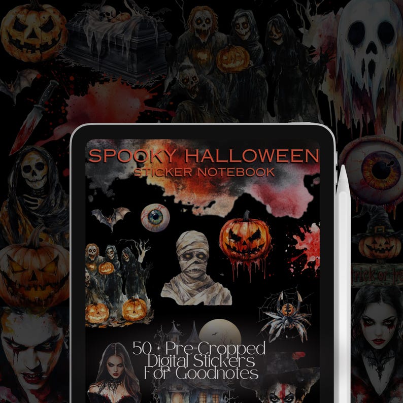 Spooky Halloween Digital Planner Stickers, Scary Halloween Digital ...
