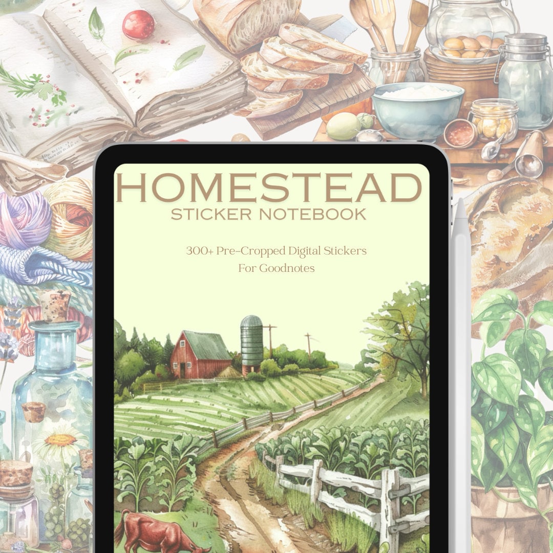 Homestead Digital Planner Stickers, Farm Animals Goodnotes Sticker Book ...