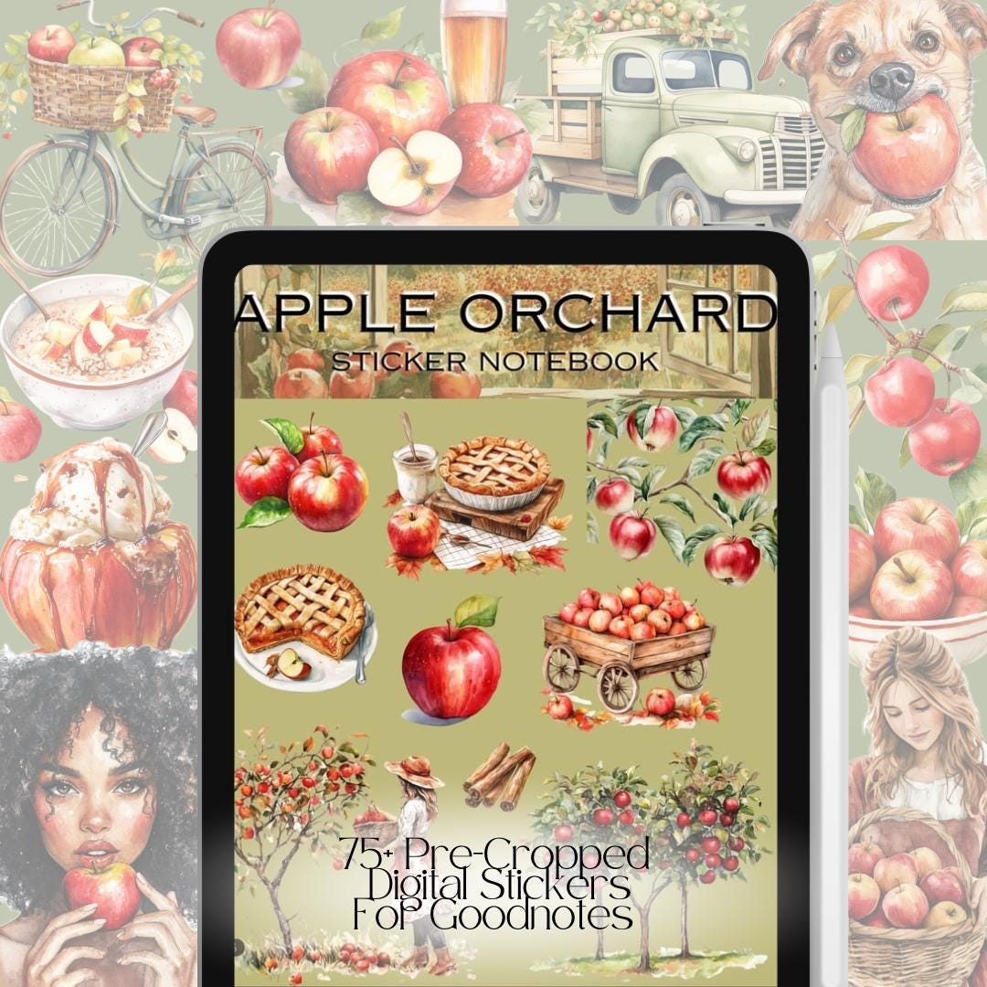 Fall Apple Orchard Digital Stickers for Goodnotes, September Apple ...