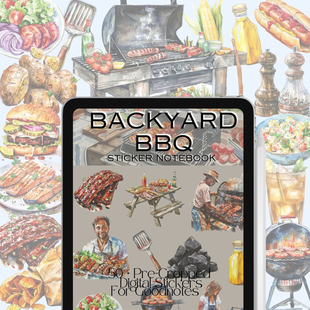 Backyard BBQ Goodnotes Sticker Book, Barbecue Digital Stickers, Cookout ...