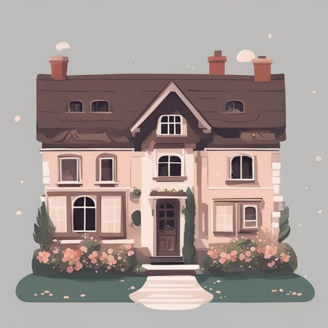 Digital Cute Little House Art - Etsy