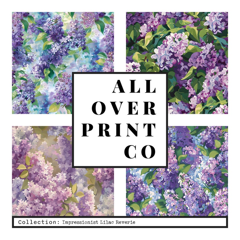 Impressionist Lilacs Seamless Patterns Digital Paper Pack, Floral Print ...