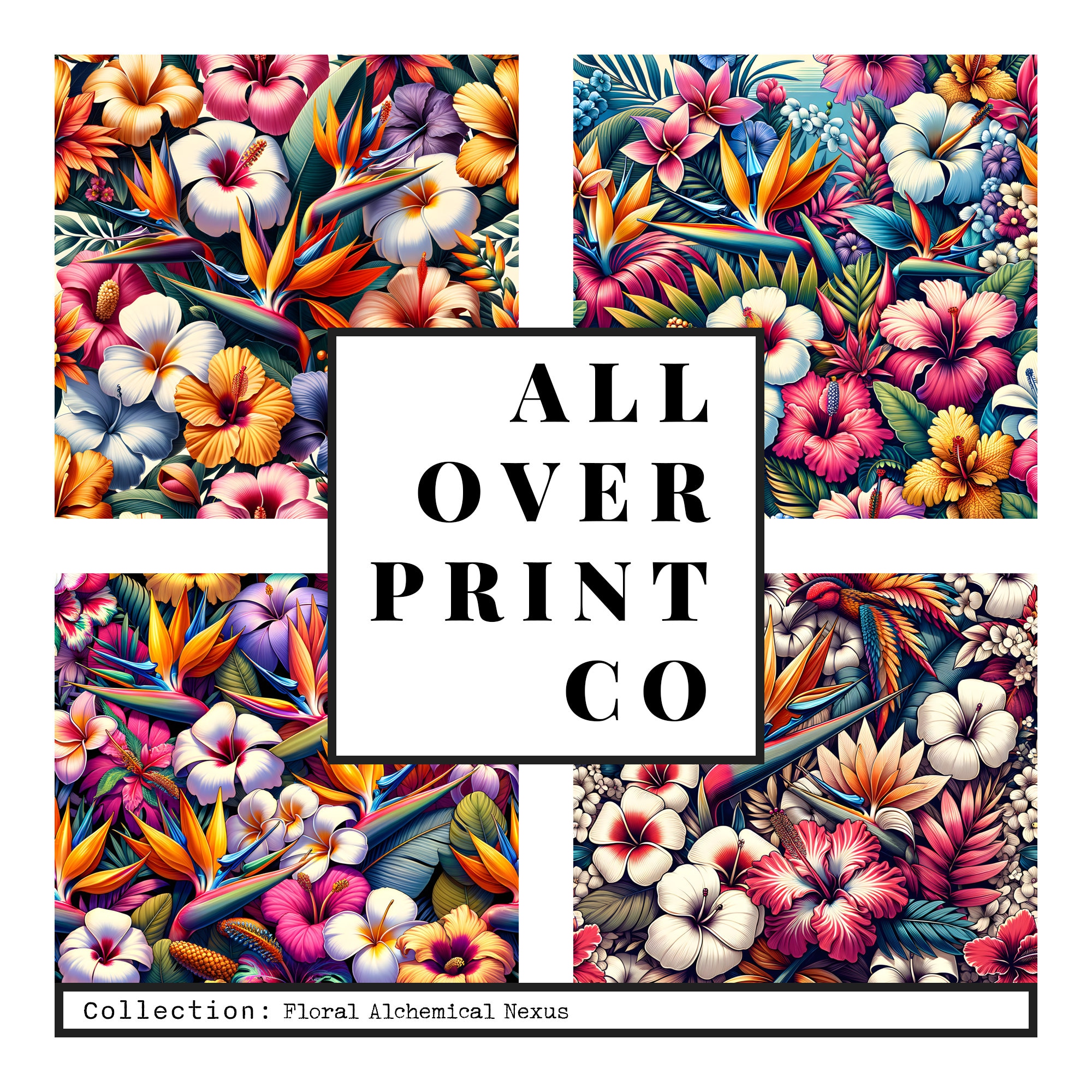 Hawaiian Print Floral Seamless Pattern Digital Paper Pack Bundle ...