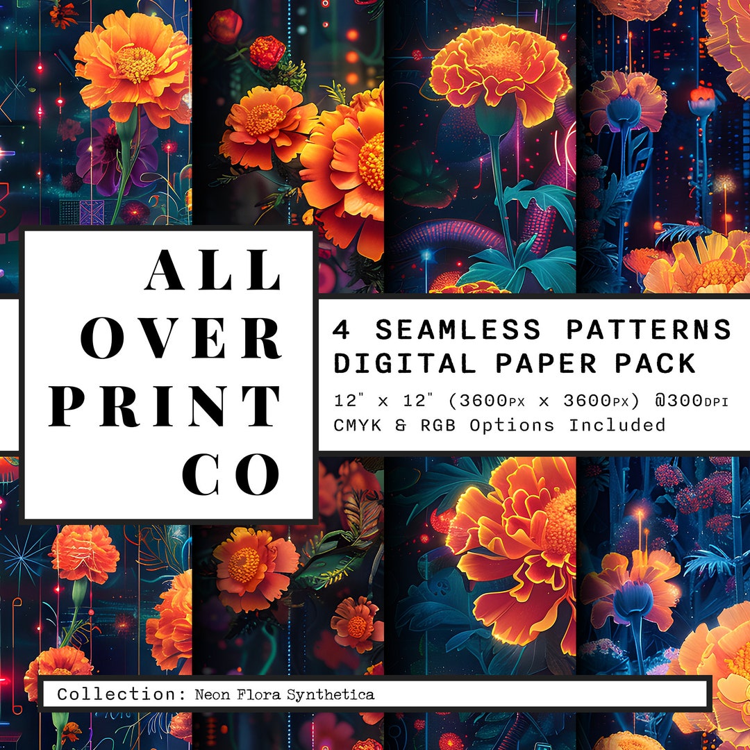 Marigolds Print Modern Floral Seamless Pattern Digital Paper Pack ...