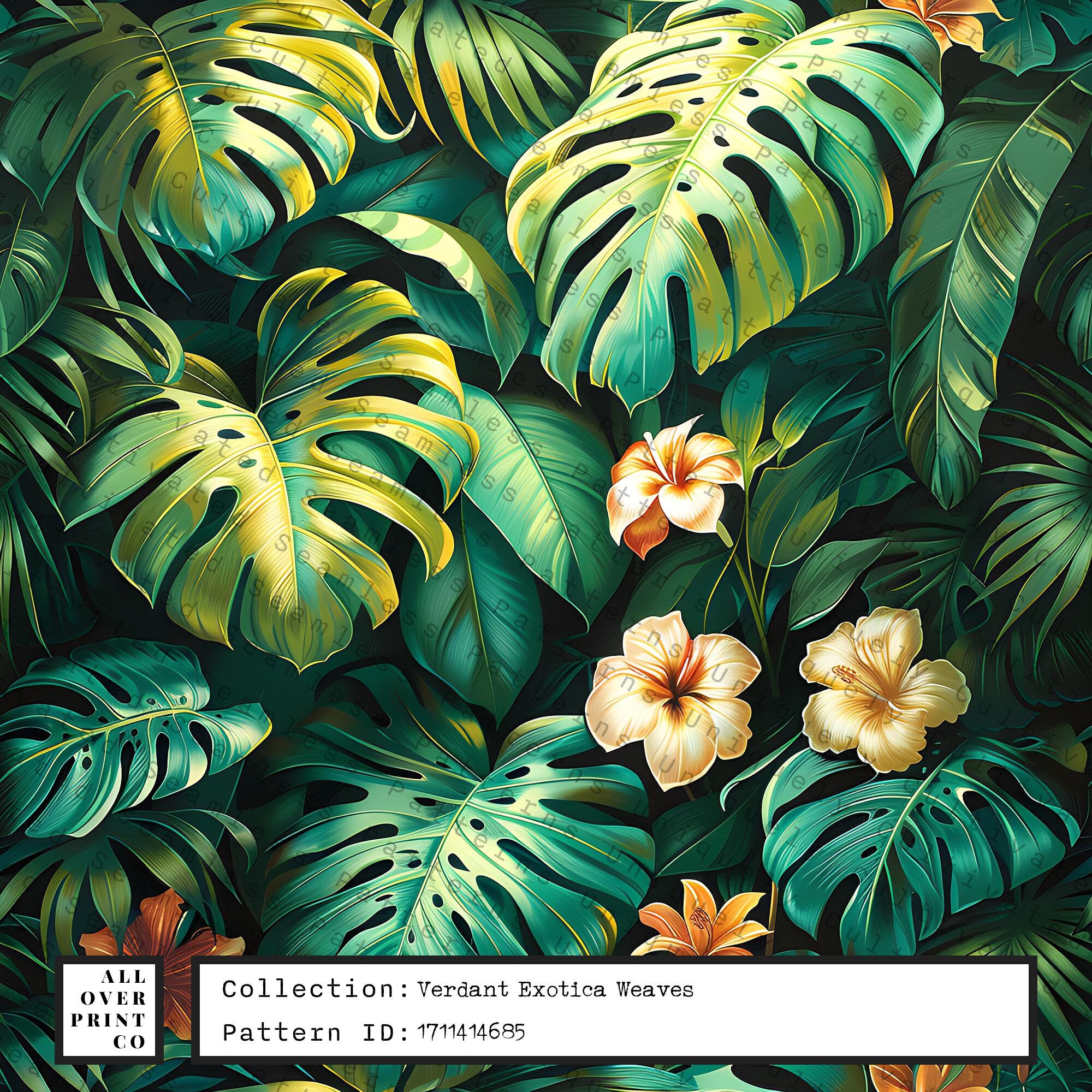 Tropical Jungle Seamless Pattern Digital Paper Pack, Monstera Leaves ...