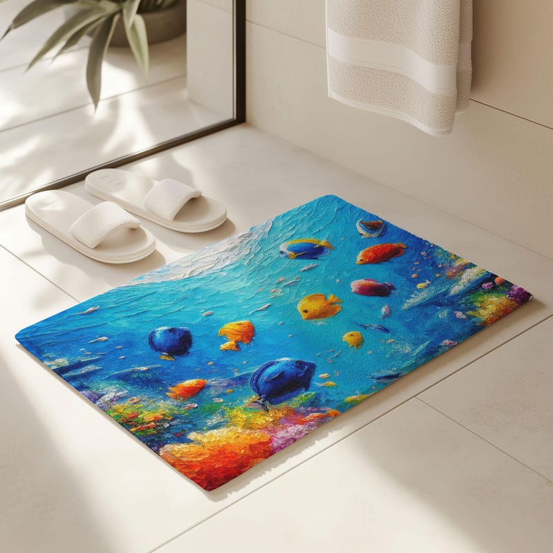 Non Slip Blue Bath Mat - Etsy