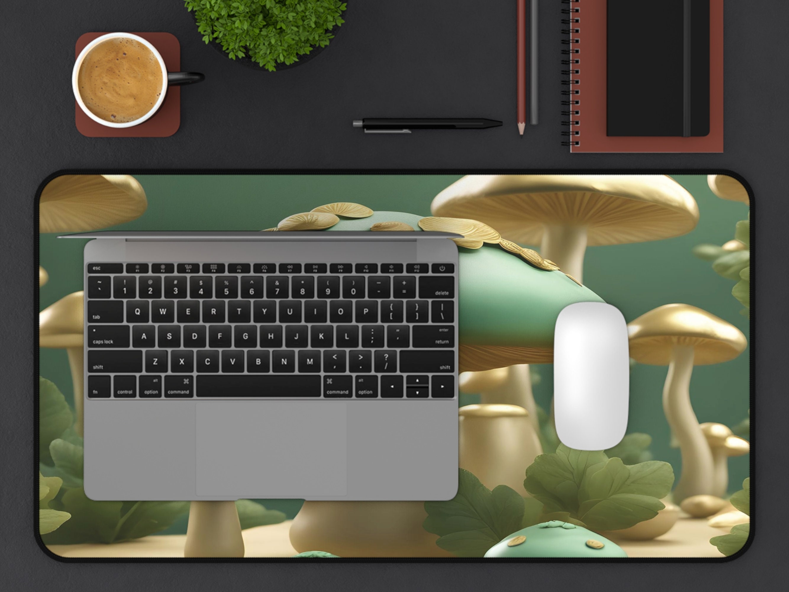 Cottagecore, High Resolution Desk Mat, Flower Desk Mat, Mushroom Desk ...