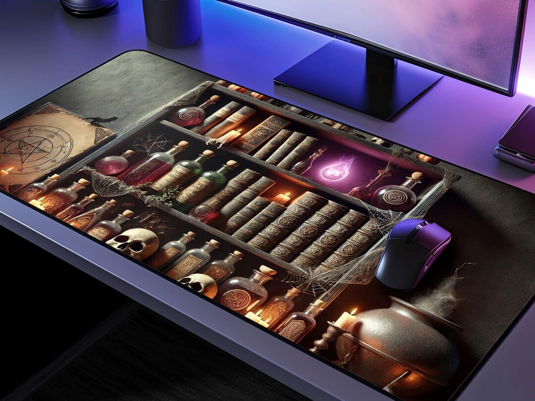 Potions and Spellbooks Desk Mat, Gothic Home Decor, Macabre Decor ...