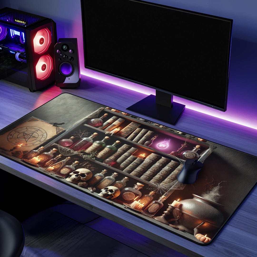 Potions and Spellbooks Desk Mat, Gothic Home Decor, Macabre Decor ...