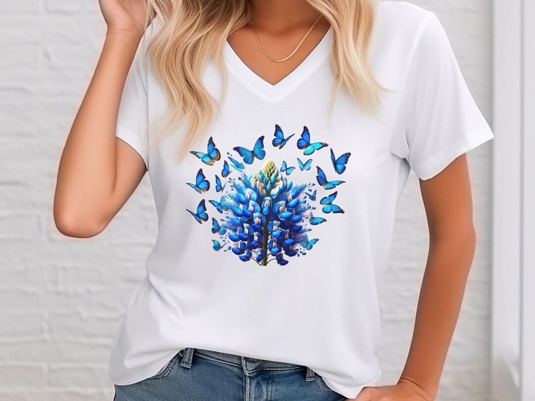 Dissolving Bluebonnet Butterfly Shirt, Wildflowers Tshirt, Cottagecore ...
