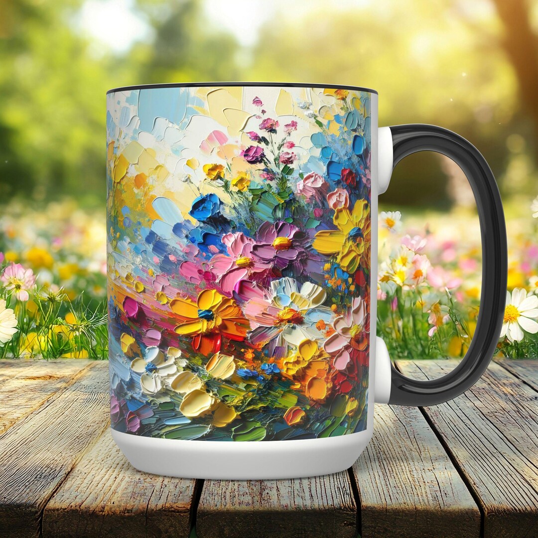 Abstract Floral Coffee Mug, Cottagecore Decor, Colorful Ceramic Mugs - Etsy