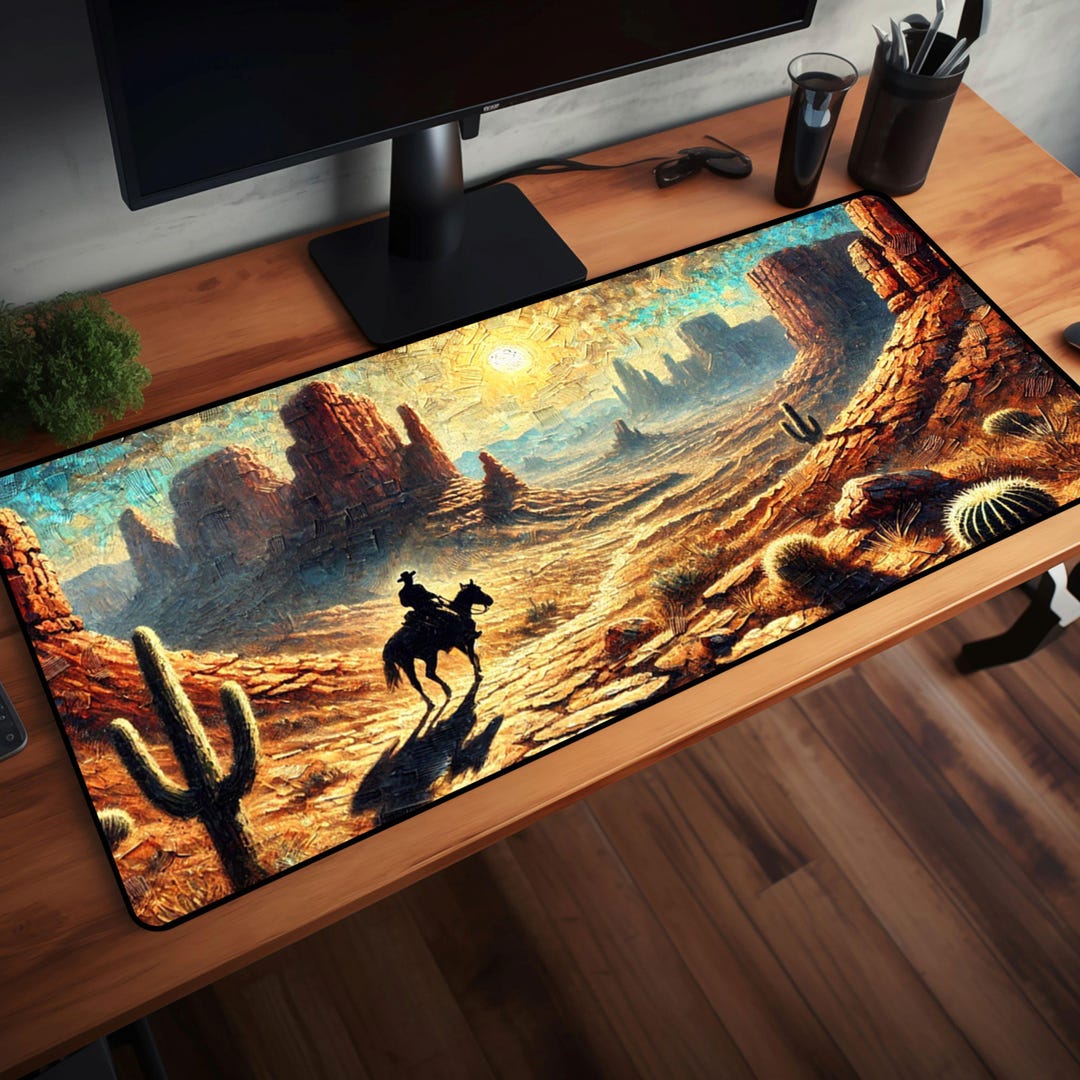 Desperado Desk Mat, Cowboy Art, Large Mouse Pad, Western Decor, Wild ...