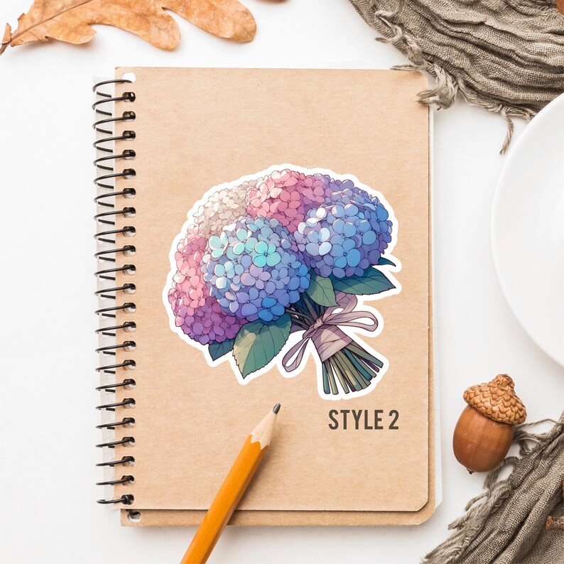 HYDRANGEA | Flower Bouquet Floral Arrangement Vinyl Laptop Water Bottle ...