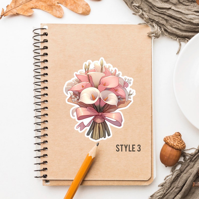 CALLA LILY Flower Bouquet Floral Arrangement Vinyl Laptop Water Bottle ...