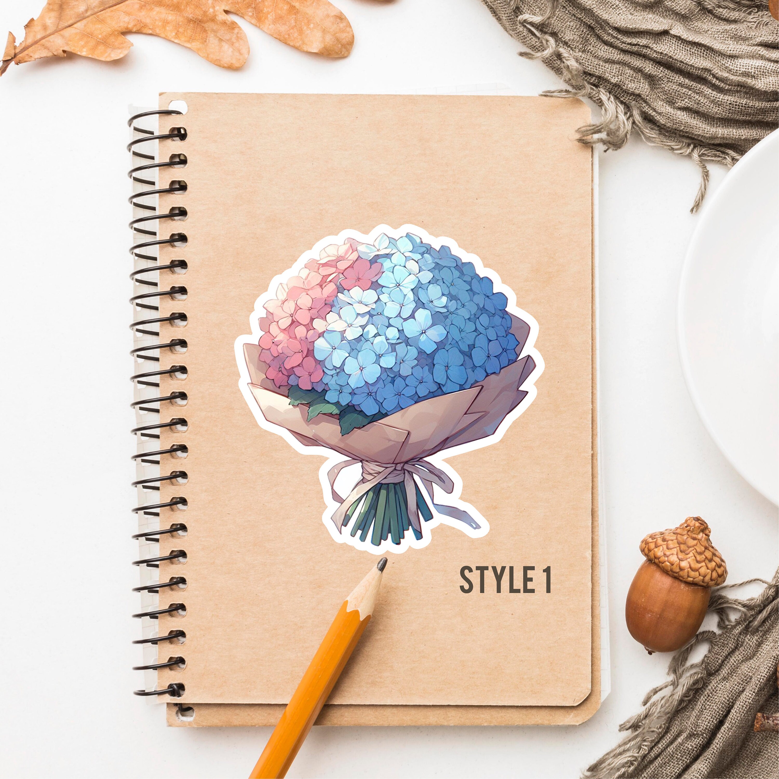 HYDRANGEA | Flower Bouquet Floral Arrangement Vinyl Laptop Water Bottle ...