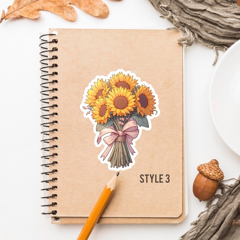 SUNFLOWER | Flower Bouquet Floral Arrangement Vinyl Laptop Water Bottle ...