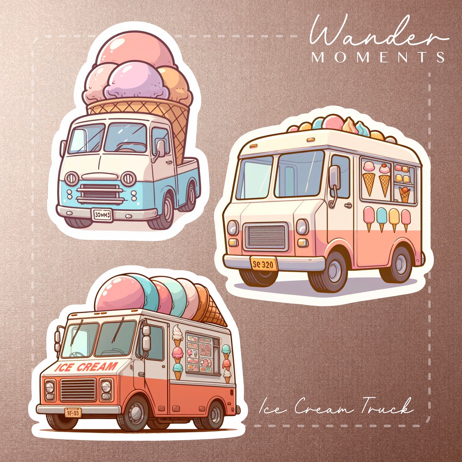 ICE CREAM TRUCK | Retro Style Vinyl Stickers Waterproof Dishwasher Safe ...