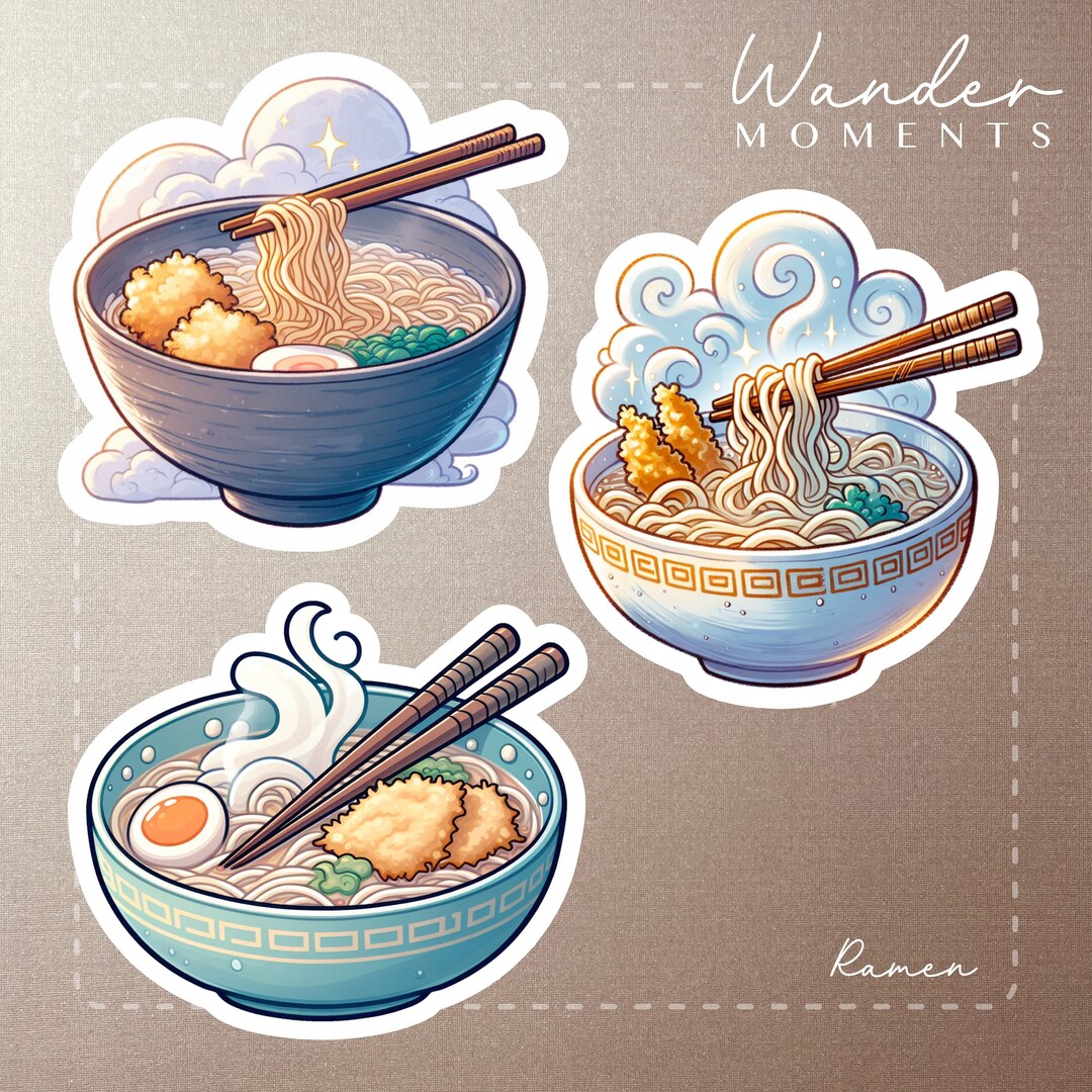 RAMEN | Retro Style Vinyl Stickers Waterproof Dishwasher Safe - Etsy