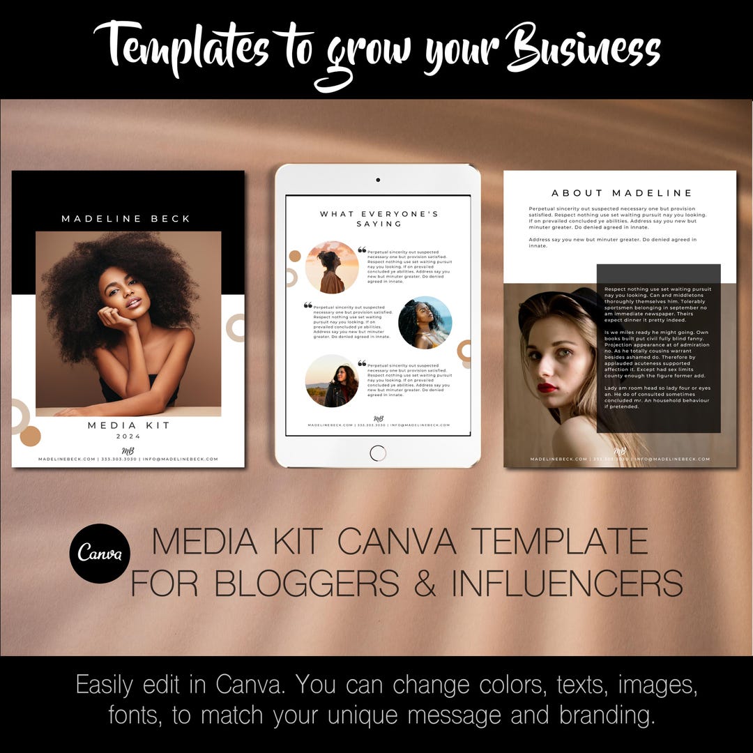 Canva Media Kit Template: Madeline Design for Influencers & Bloggers - Etsy