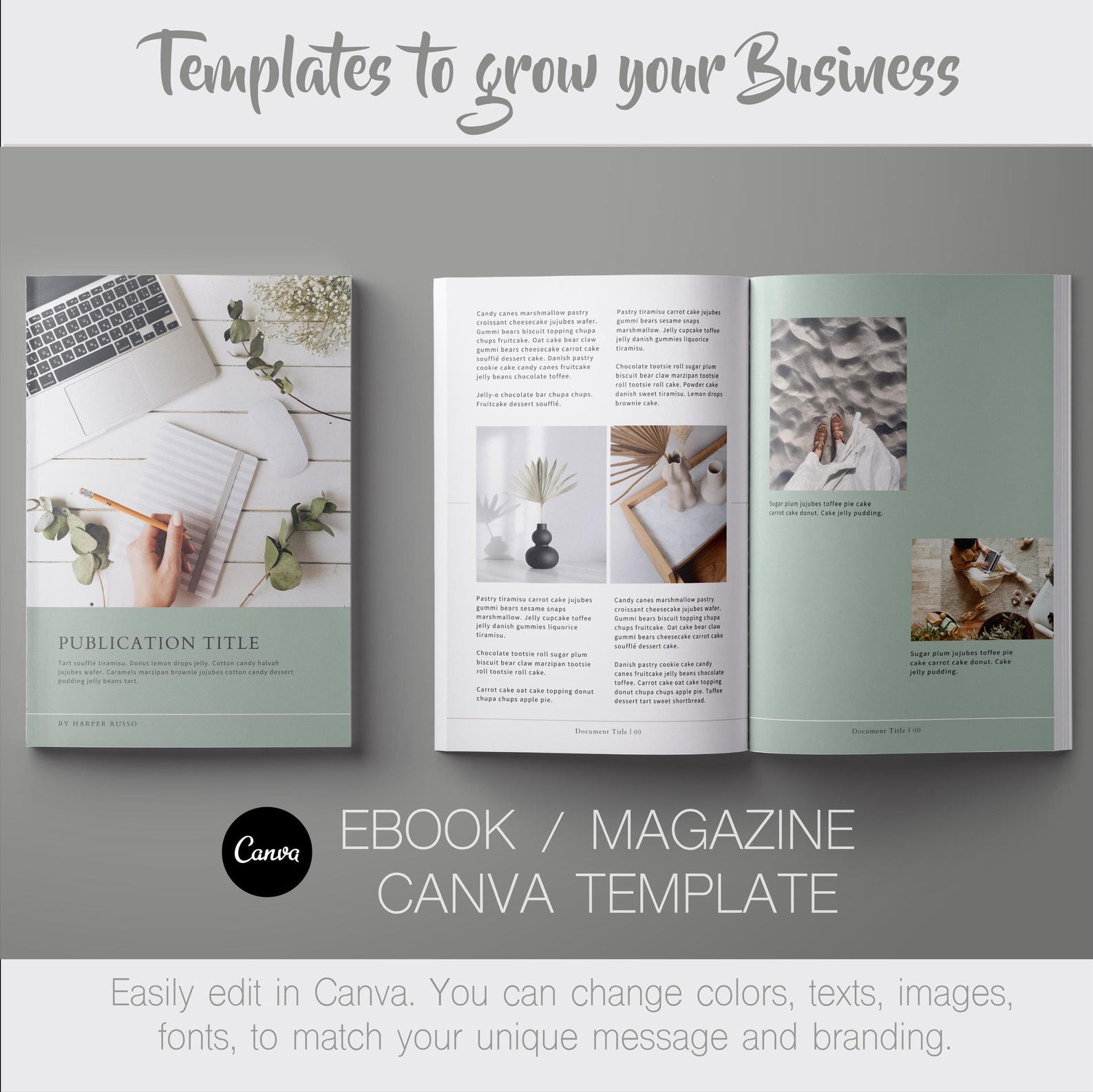 Canva Ebook / Magazine | Sage, Template With Content, Chapter Covers ...