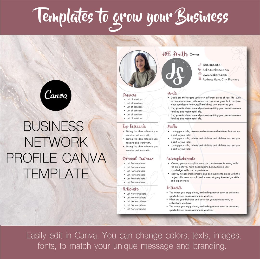 Business Networking Canva Template Floral 1 Page, Referral Marketing ...