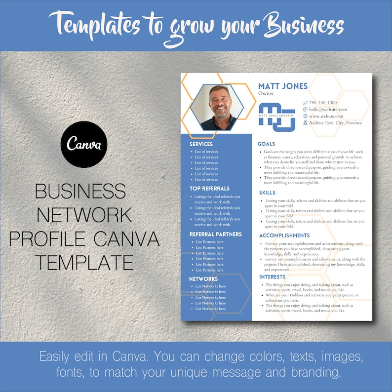 Business Networking Canva Template 1 Page | Building: Services ...