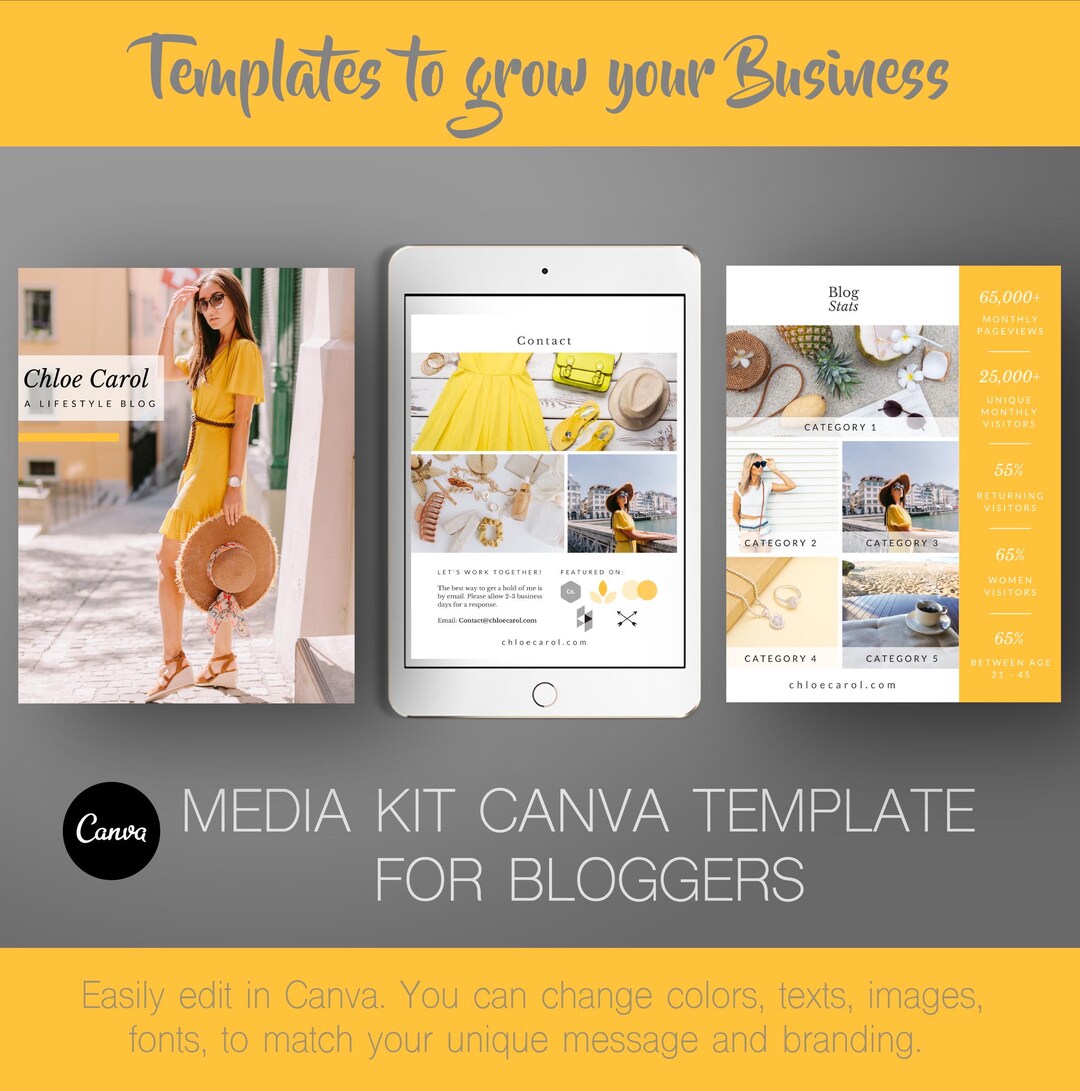 Canva Media Kit Template |chloe, Template With Content, About Me, Blog ...