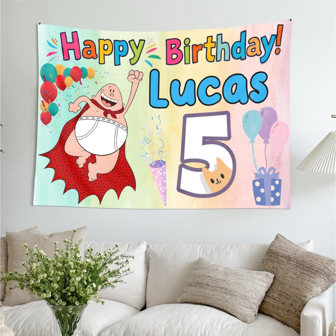 Custom Printed Captain Underpants Banner, Personalized Birthday Party ...