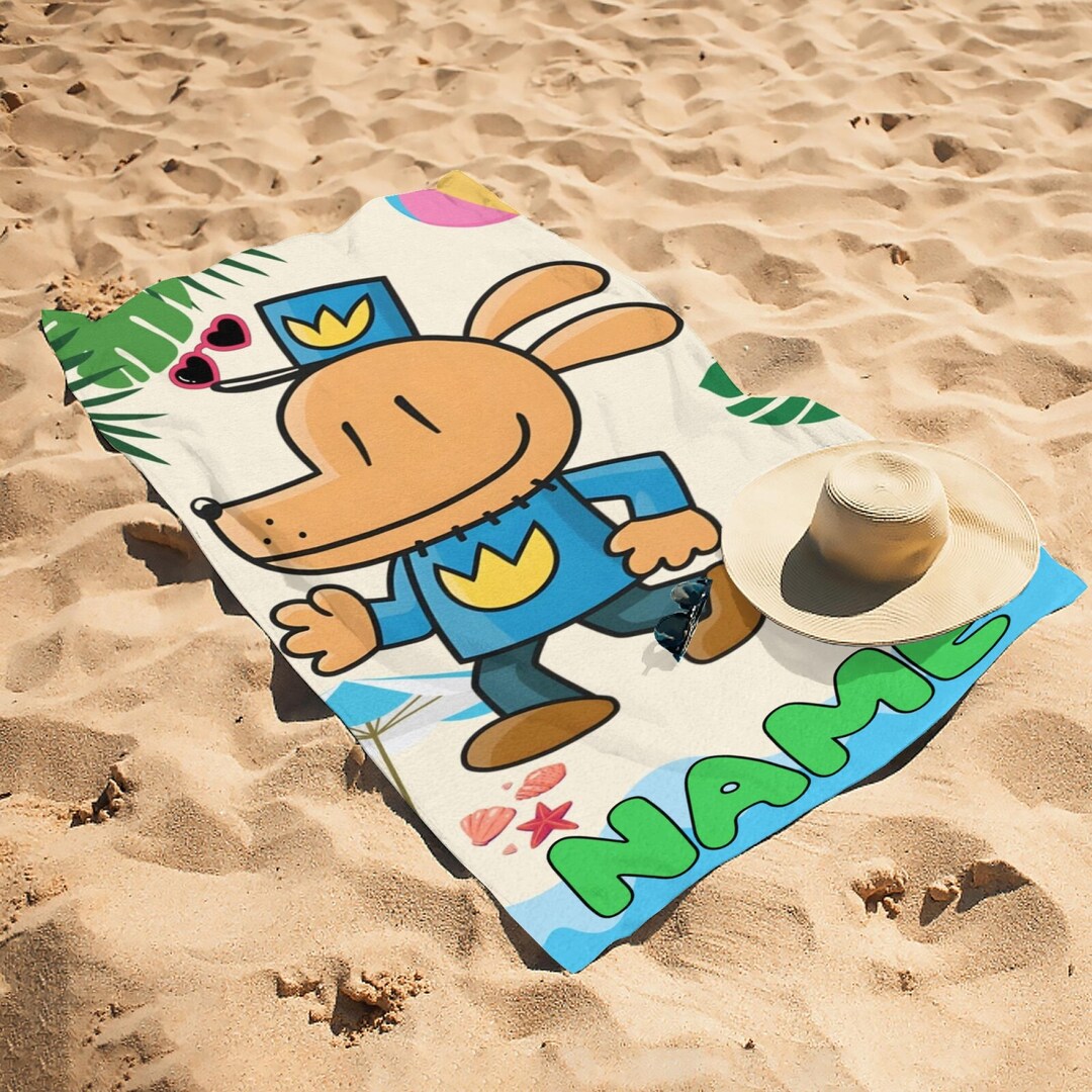 Dog Man Beach Towel Gift, Personalize Your Name on This Dogman Theme ...