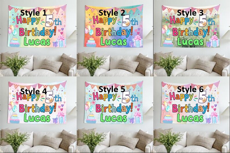 Personalized Printed Birthday Banner, Custom Party Backdrop Decoration ...