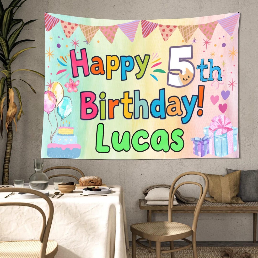 Personalized Printed Birthday Banner, Custom Party Backdrop Decoration ...