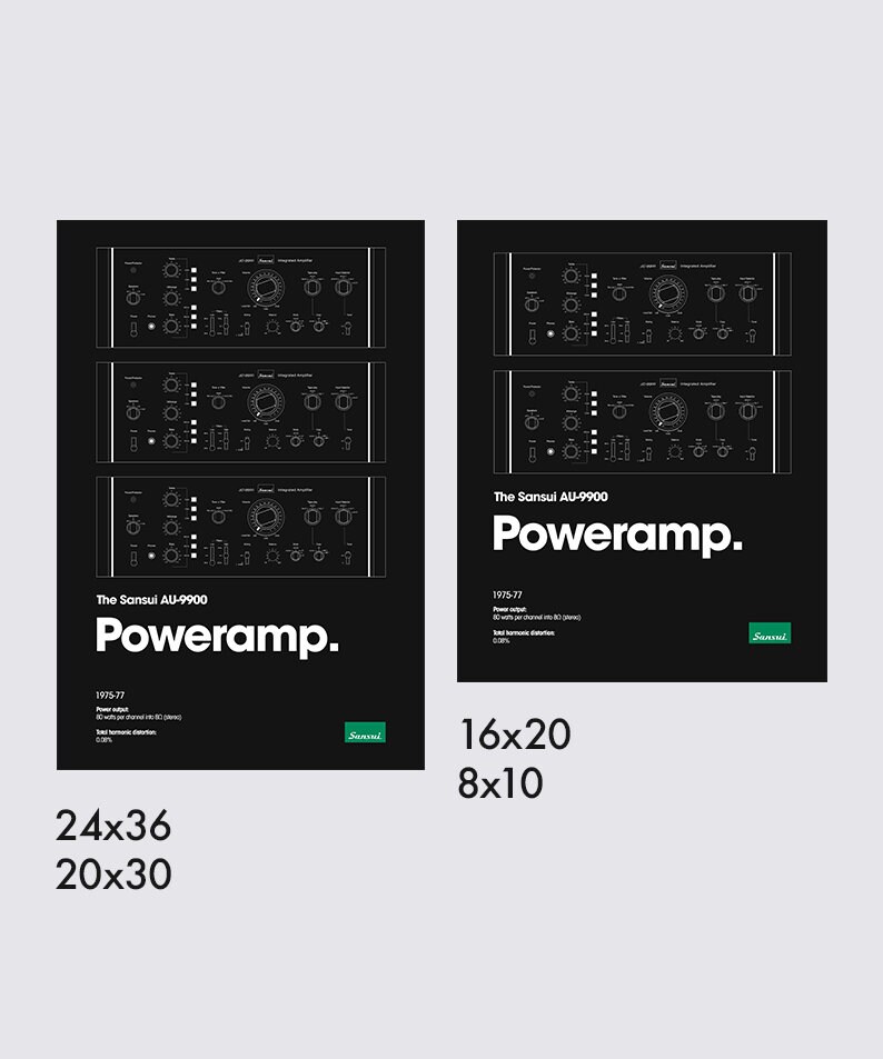 Sansui AU-9900 70's Era Vintage Audio Poster, Vintage 70s Poster ...