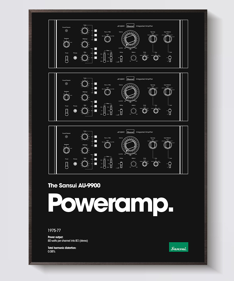 Sansui AU-9900 70's Era Vintage Audio Poster, Vintage 70s Poster ...