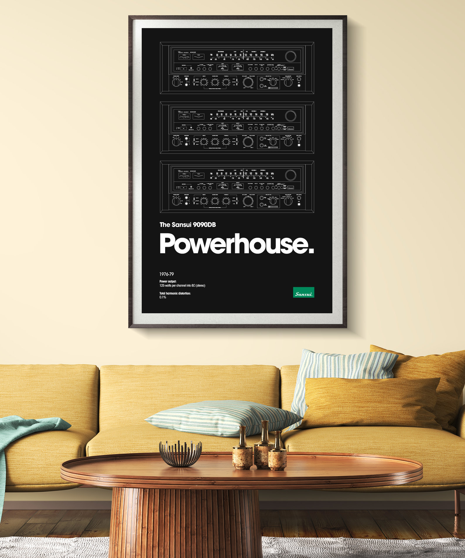Sansui 9090DB 70's Era Vintage Audio Poster, Vintage 70s Poster ...