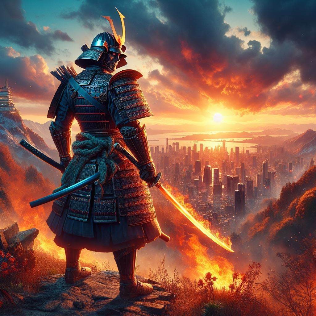 AI Generated Samurai Flame Sword Spirit Wallpaper Decor Images - Etsy