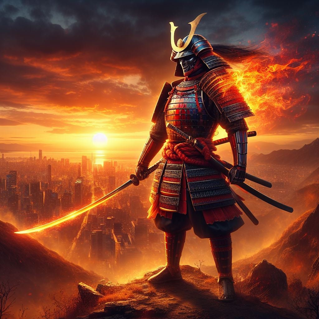 AI Generated Samurai Flame Sword Spirit Wallpaper Decor Images - Etsy