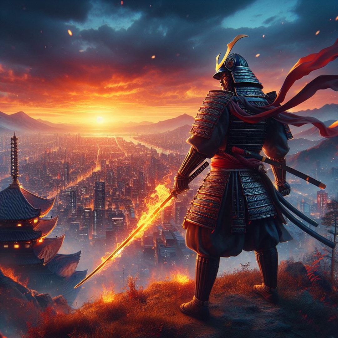 AI Generated Samurai Flame Sword Spirit Wallpaper Decor Images - Etsy