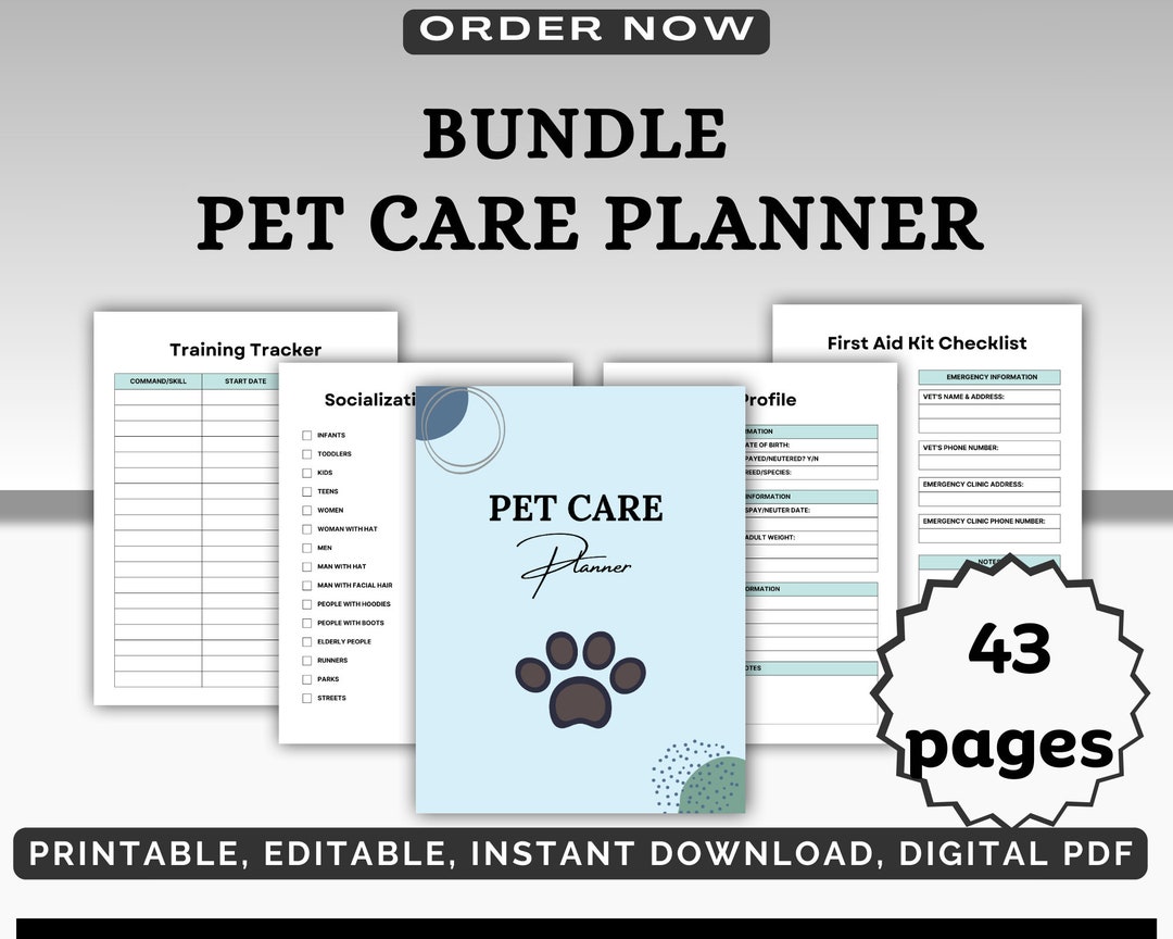 Editable Pet Care Bundle Planner for Efficient Pet Management ...