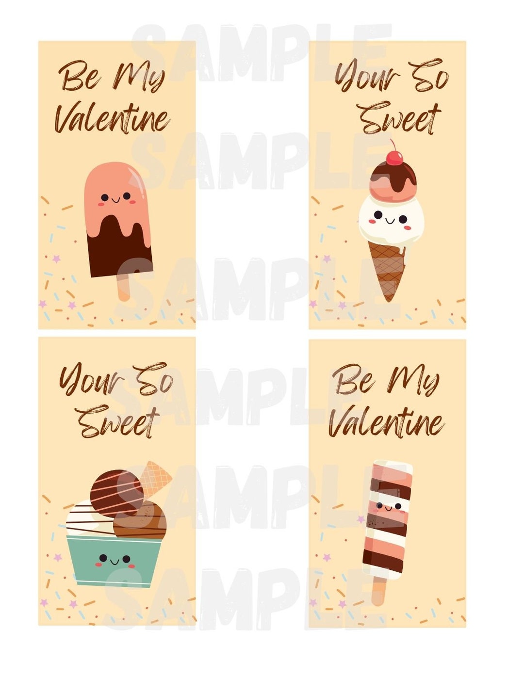 Valentine's Day Cards Ice Cream Sweets - Etsy