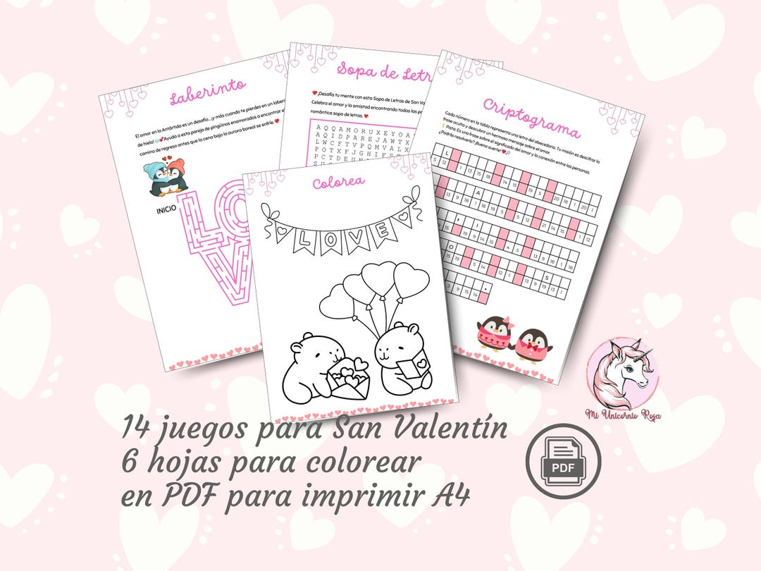 Juegos para fiesta de San Valentín para niños y adultos para imprimir ...