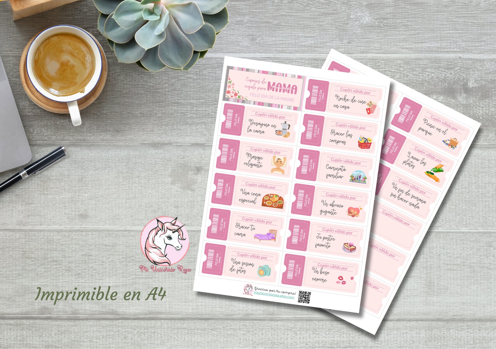 Cuponera Día de la Madre/ Dia de la madre/ regalo para mamá/ cupones de ...