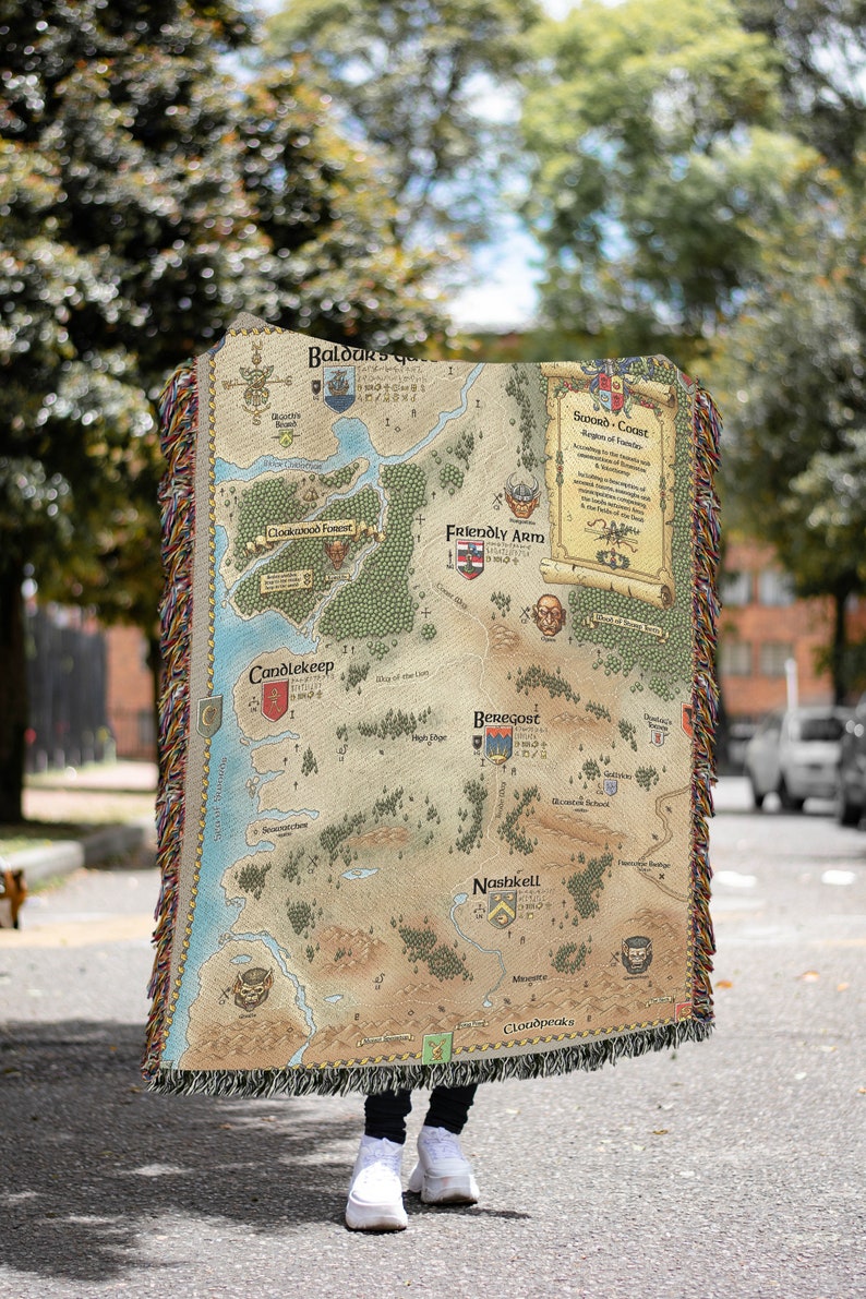 Vintage Video Game Map Baldurs Gate Gift Woven Blanket Decor Blanket ...