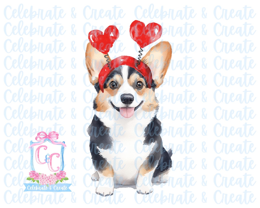 Watercolor Tri-colored Corgi Dog PNG Clipart Grandmillennial Doodles AI ...